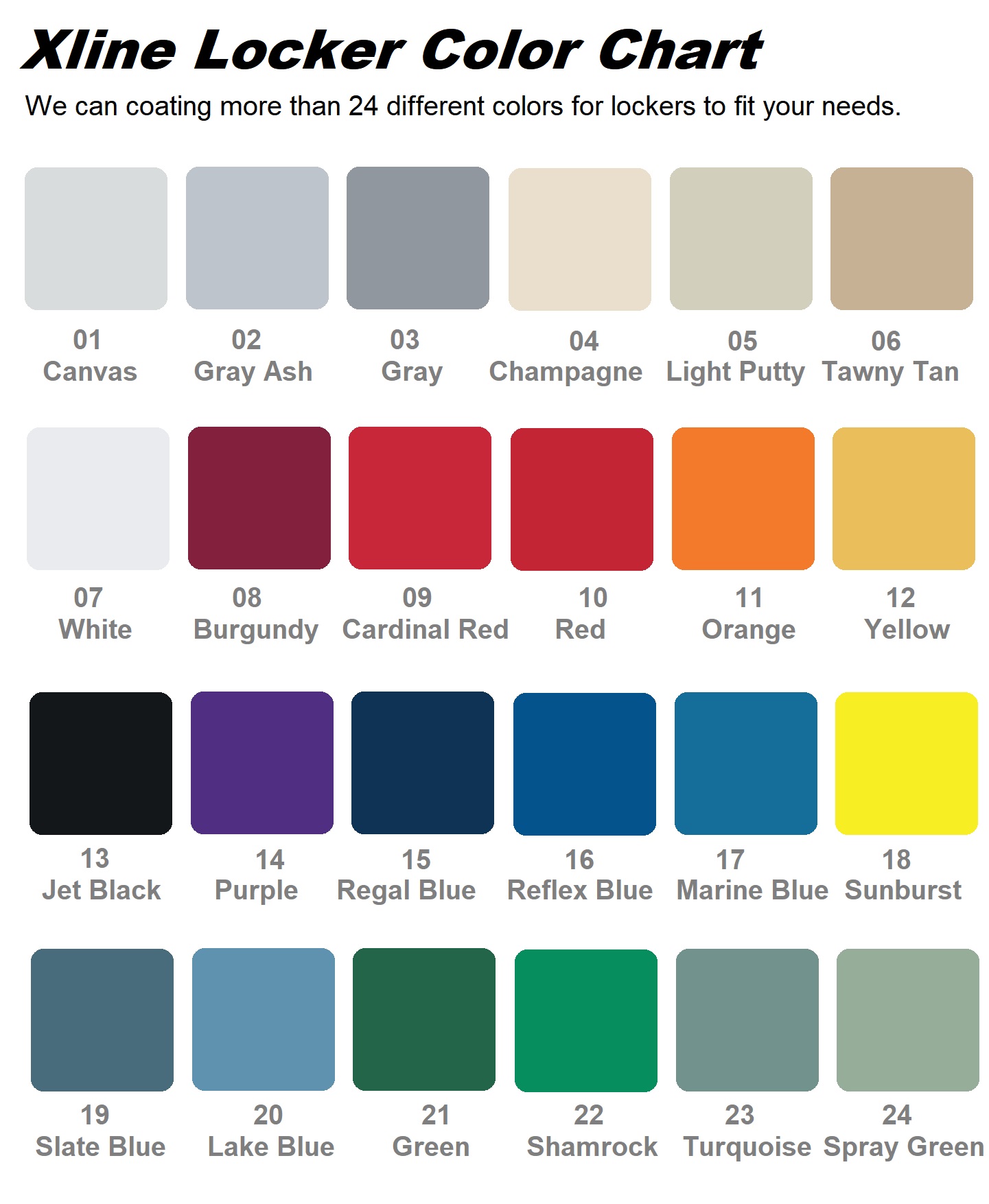 Locker Colors – Hangzhou Xline Machinery & Equipment Co., Ltd.